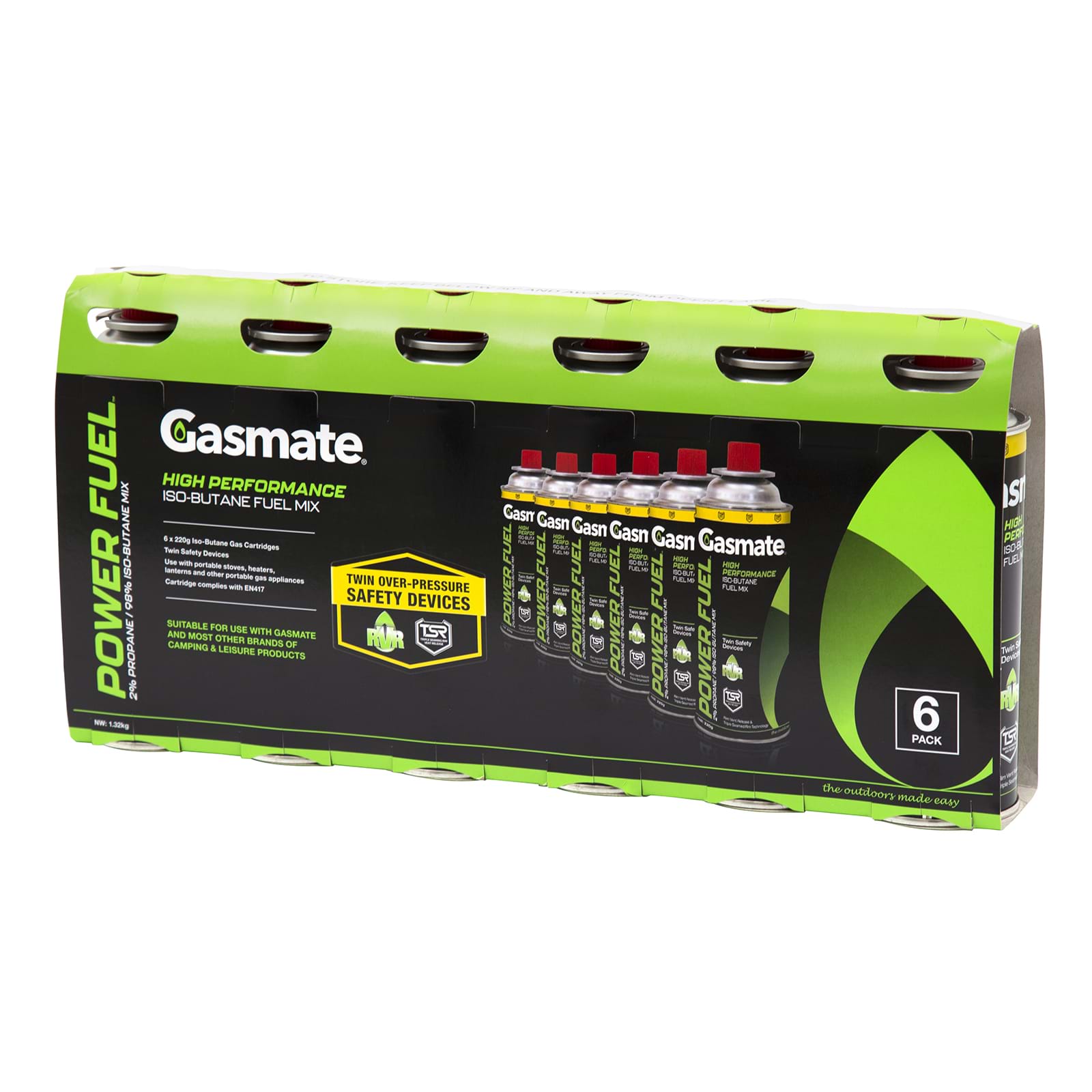 Power Fuel Iso-Butane Gas Cartridges 6 Pack - Gasmate